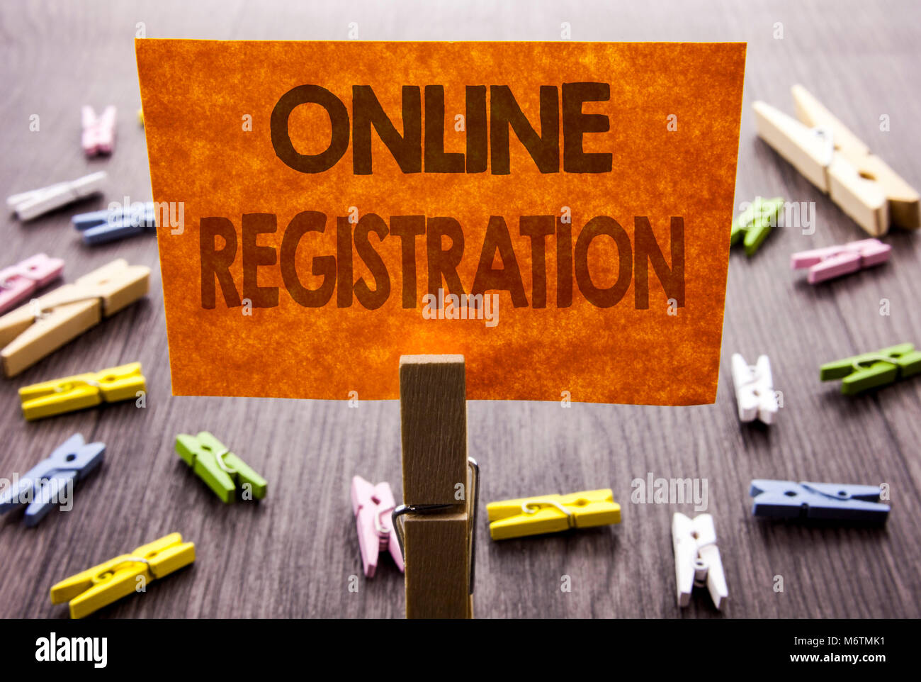 Handwritten text sign showing Online Registration. Business concept for ...