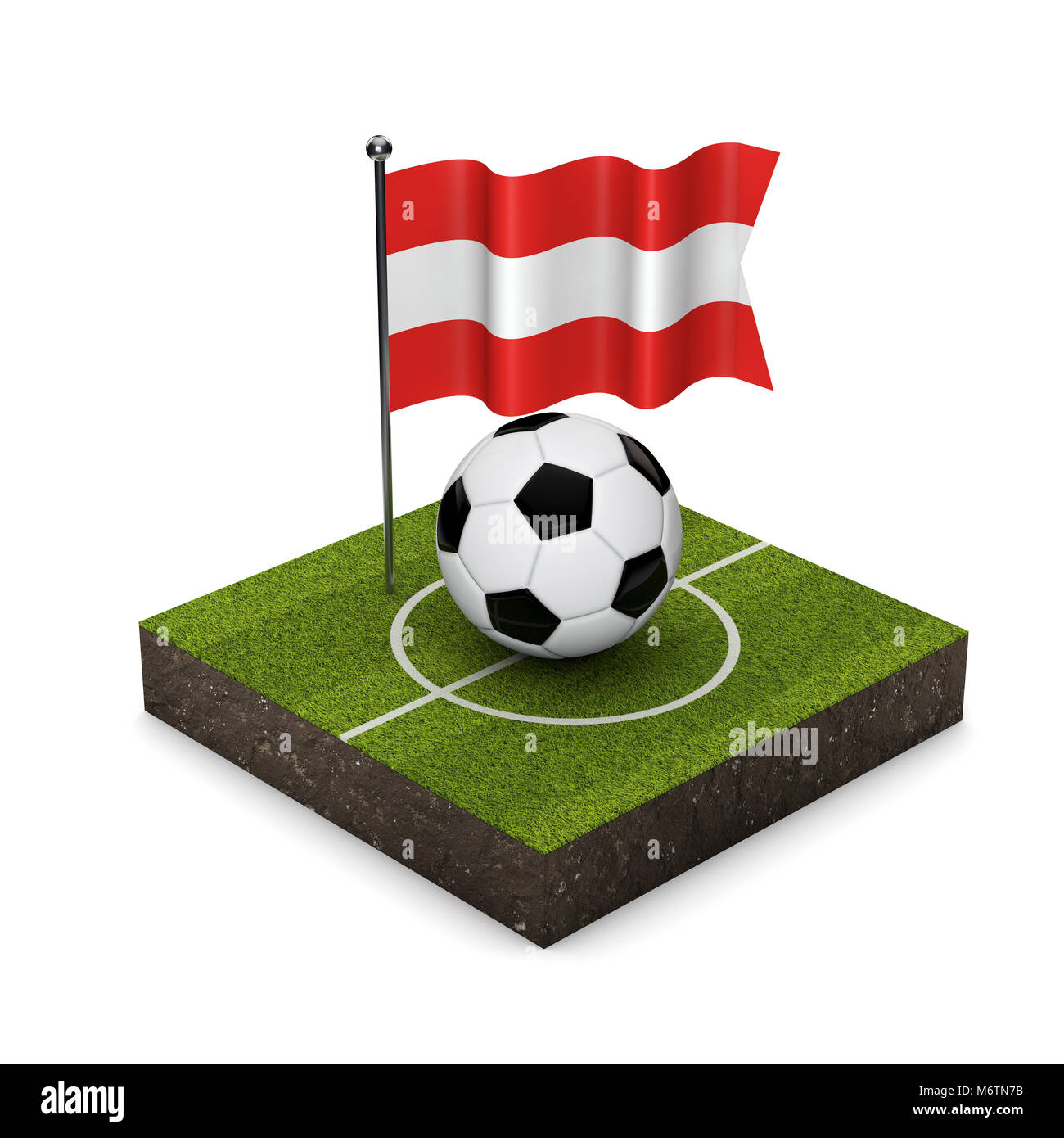 Austria flag football concept. Flag, ball and soccer pitch isometric ...