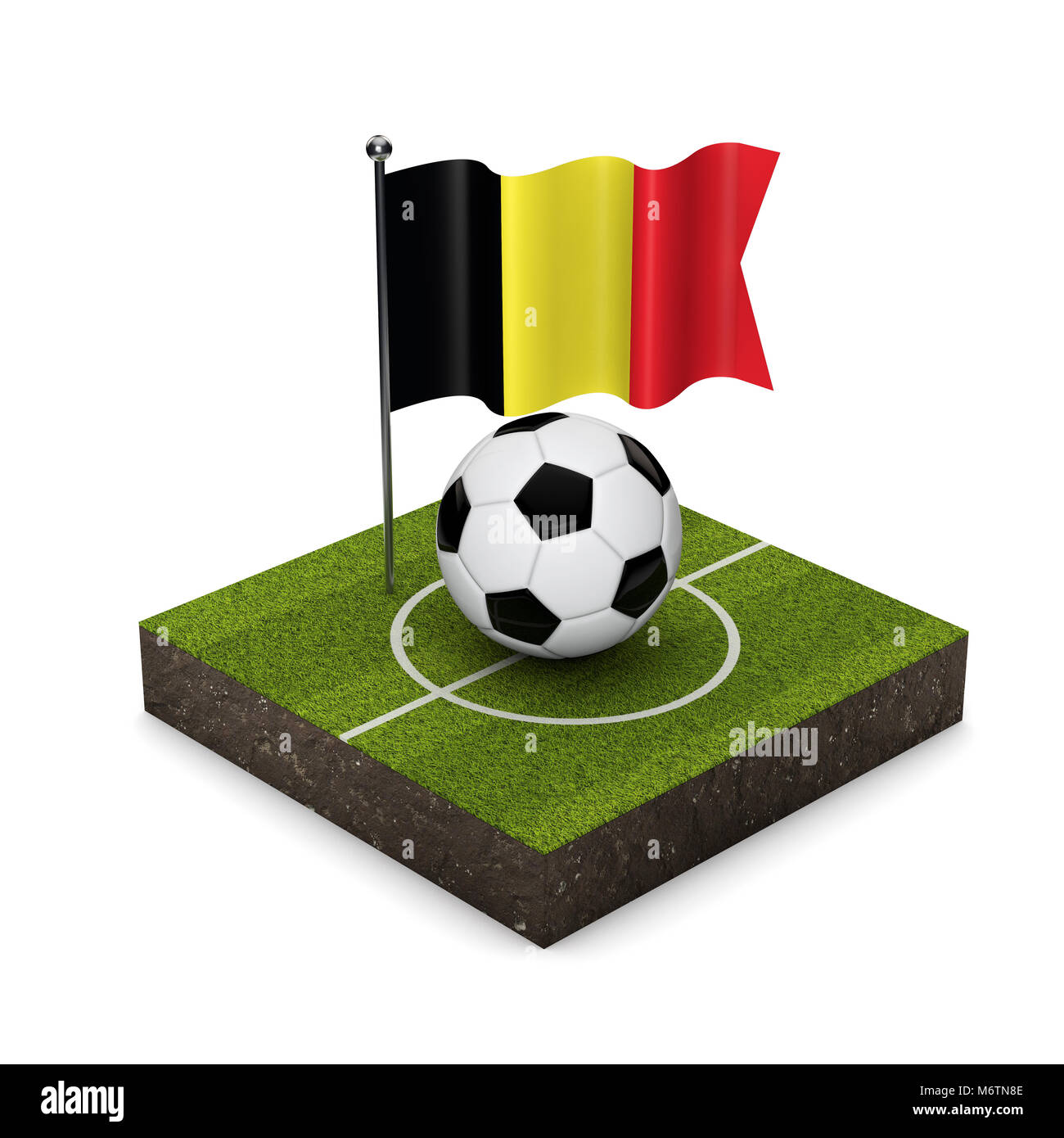 Belgium flag football concept. Flag, ball and soccer pitch isometric ...