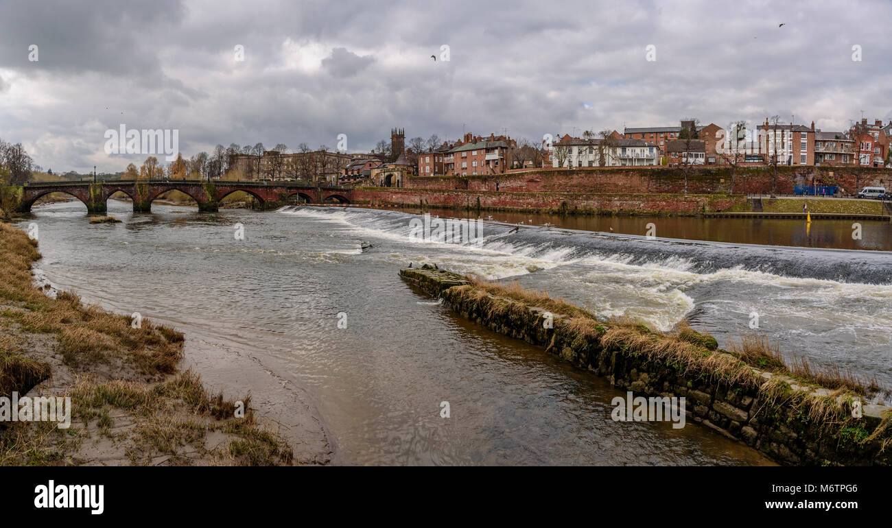 River Dee at Chester. Old Handbridge. weir. Salmon Leap. ladderRiver ...