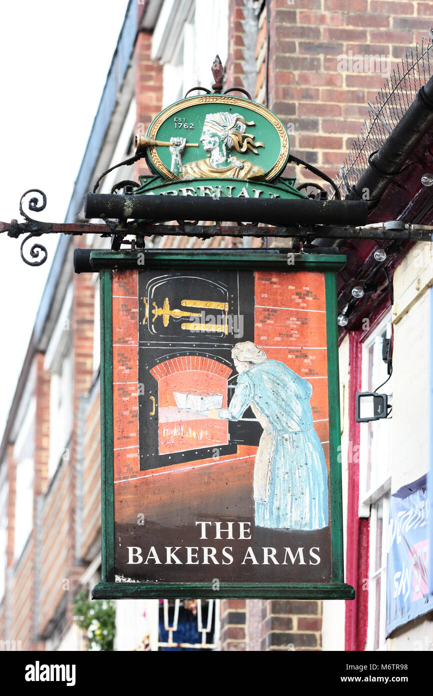 The Bakers Arms pub sign Alton Hampshire UK Stock Photo - Alamy