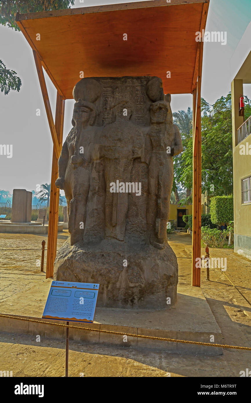 The Triad of Memphis, Ptah (in the middle), Sekhnet (on the right) and ...