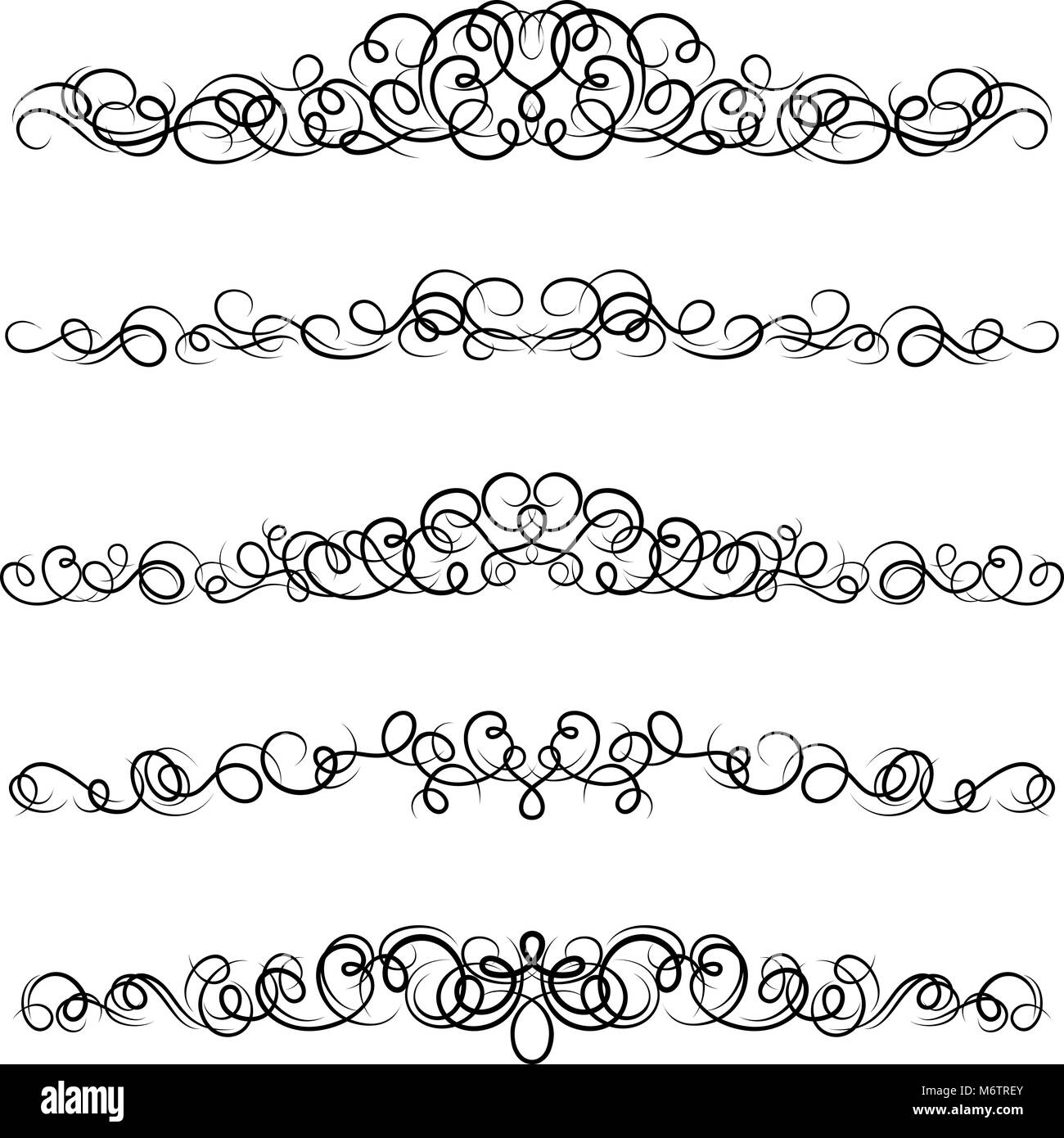 Calligraphic frame border vector set Black and White Stock Photos ...