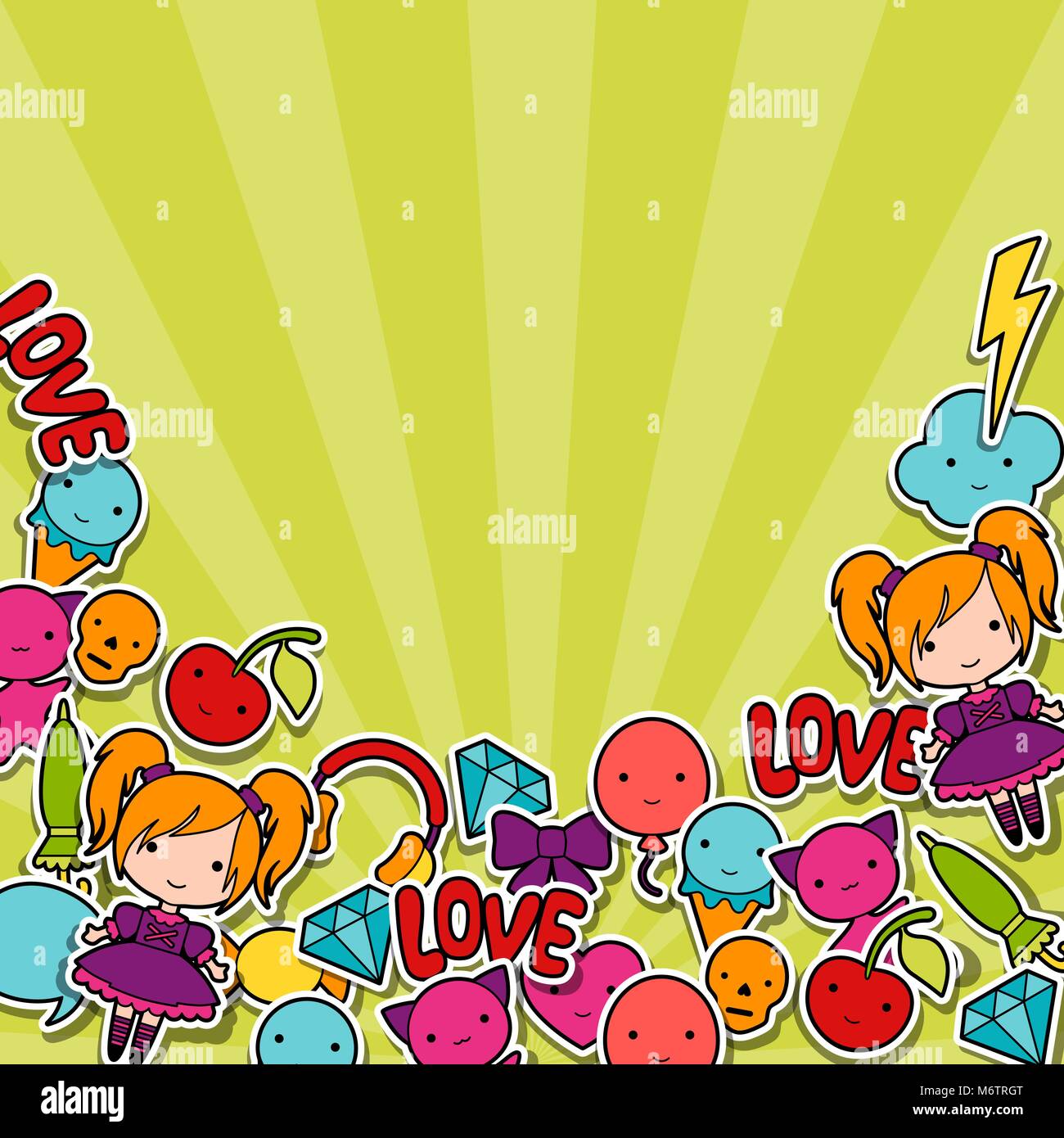 Cute kawaii background Stock Vector Images - Alamy
