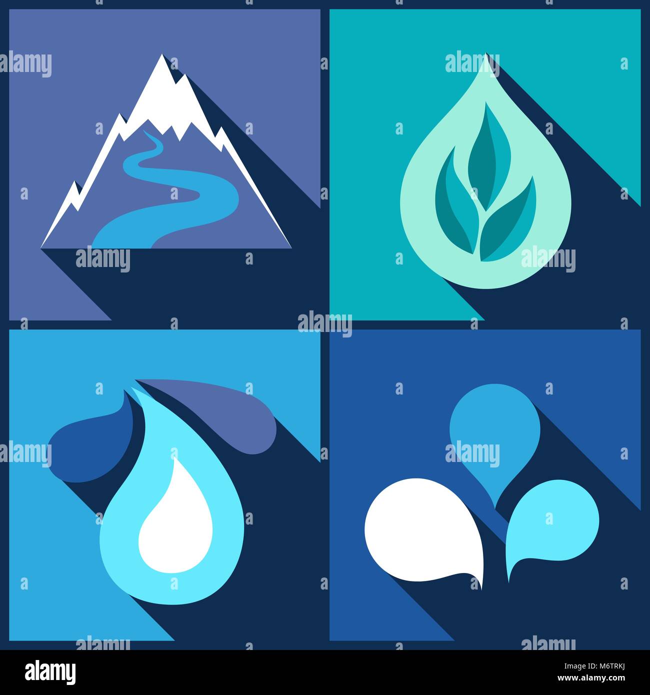 Background with water icons in flat design style Stock Vector Image ...