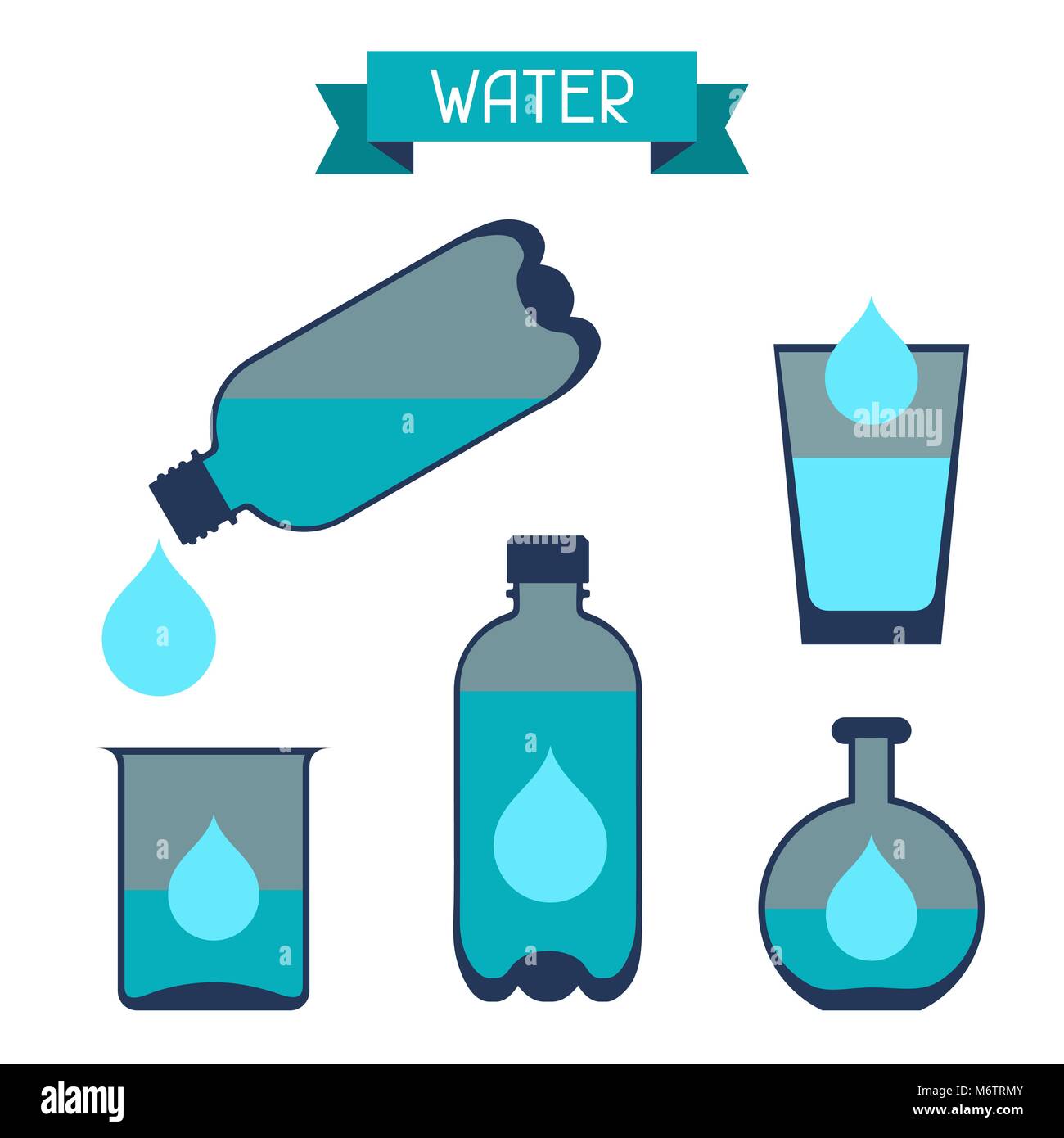 Water storage capacity icons in flat design style Stock Vector Image ...