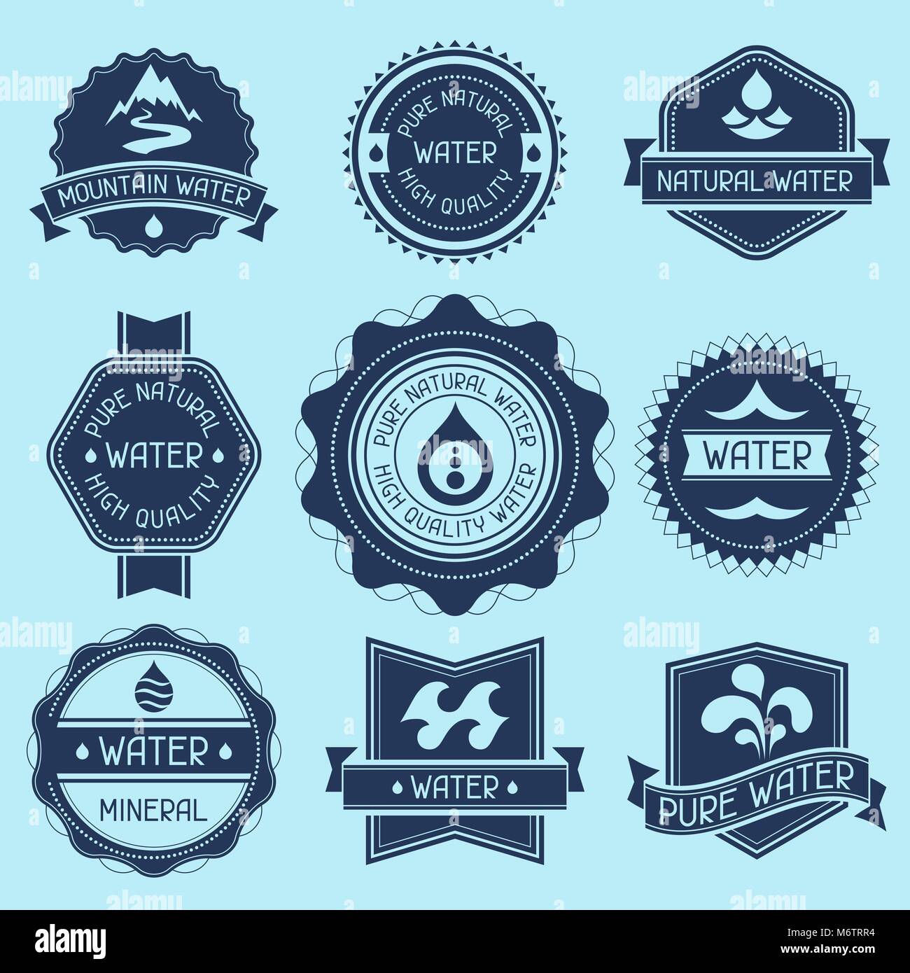 Set of water labels, badges and stickers Stock Vector Image & Art - Alamy