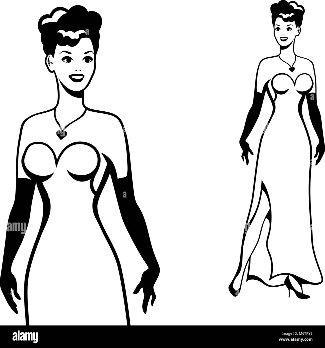 Beautiful model in black Stock Vector Images - Alamy