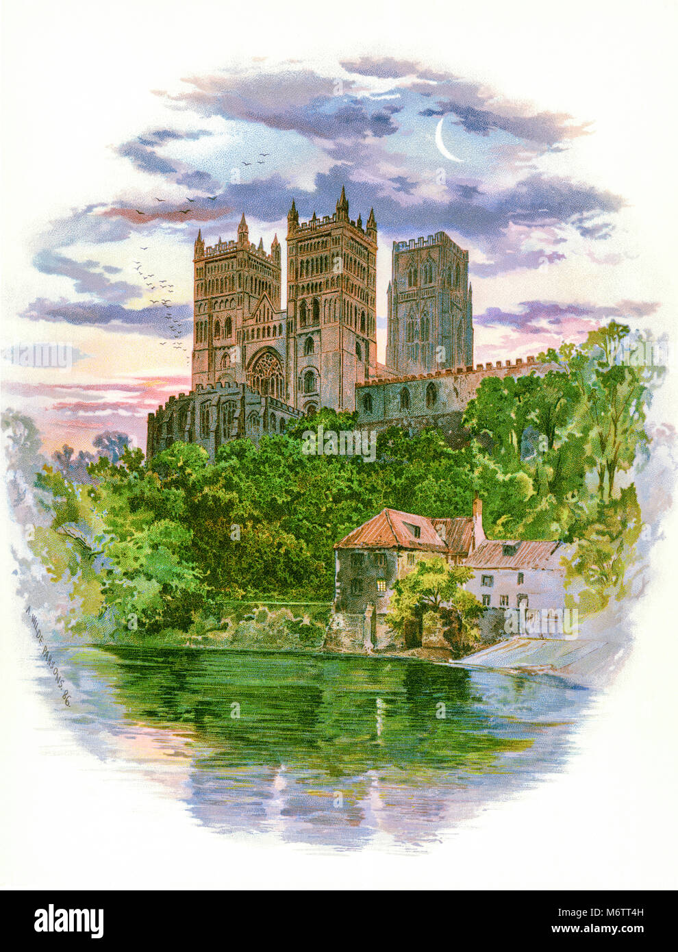 A 10x8 inch colour plate of Durham Cathedral by A. Wilde Parsons (1854 ...