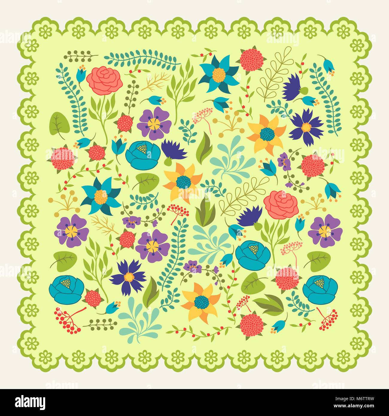 Romantic background of various flowers in retro style Stock Vector ...