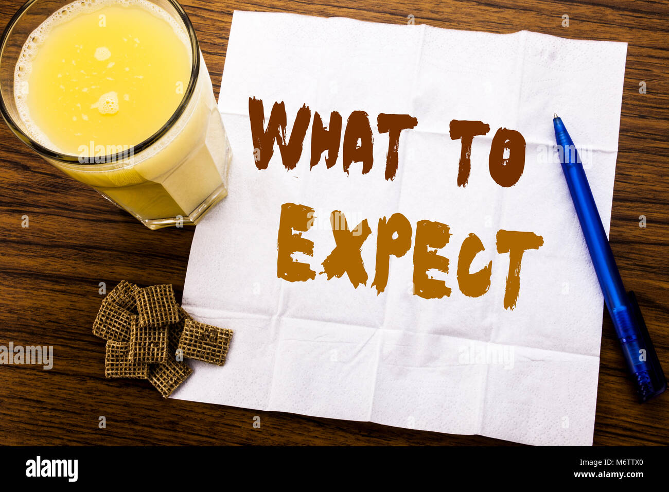 Handwriting Announcement text showing What To Expect. Business concept ...