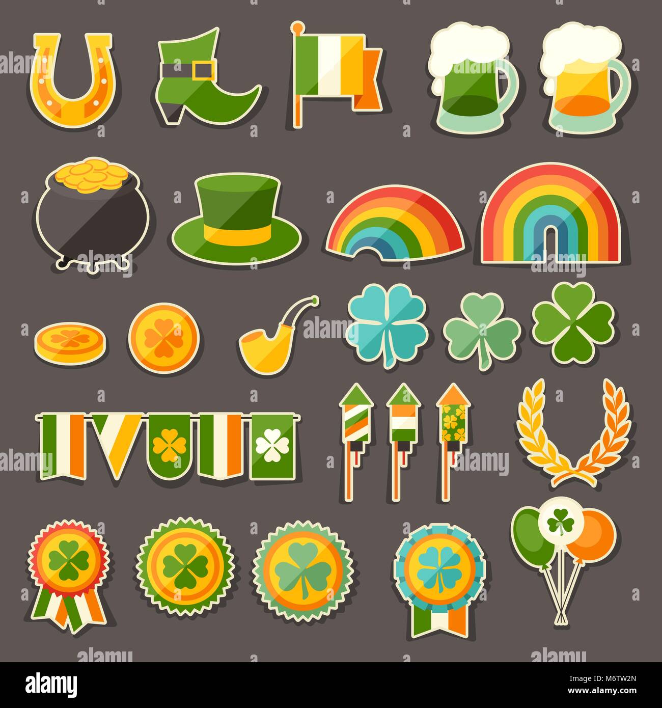 Green shamrock sticker Stock Vector Images - Alamy
