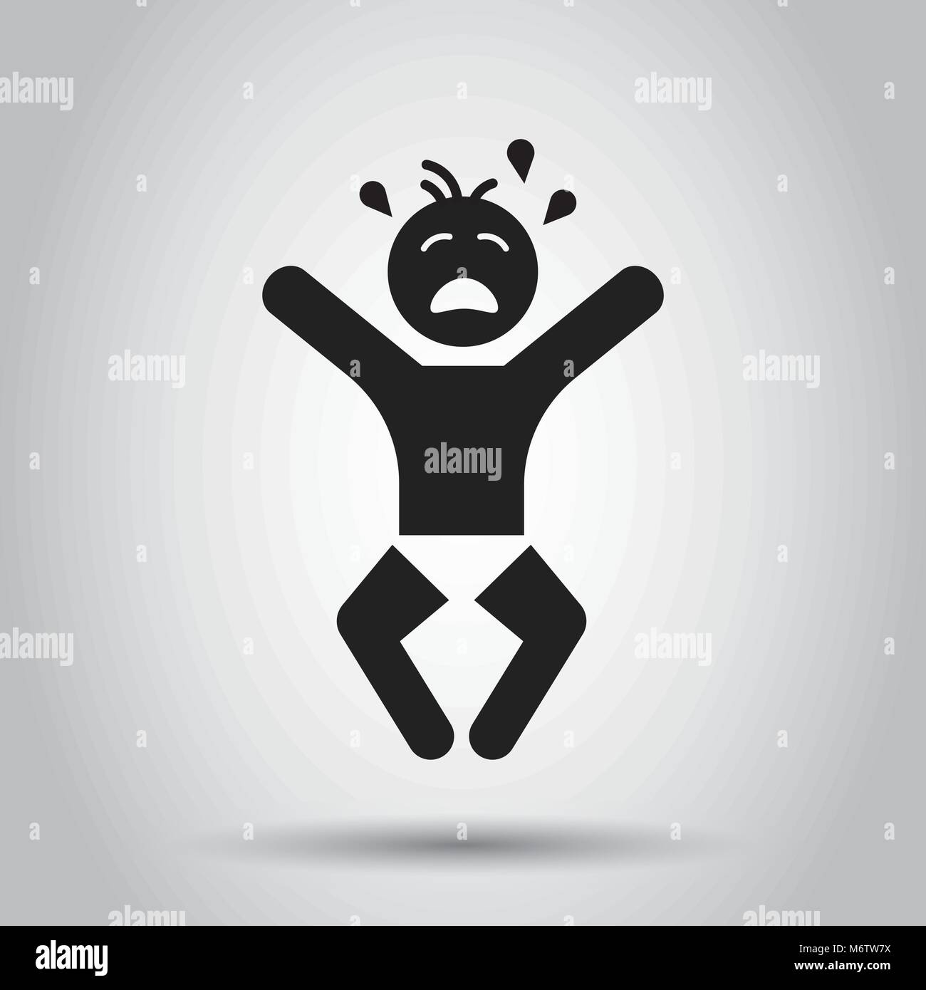 Crying baby vector icon. Anger emotions child flat illustration ...