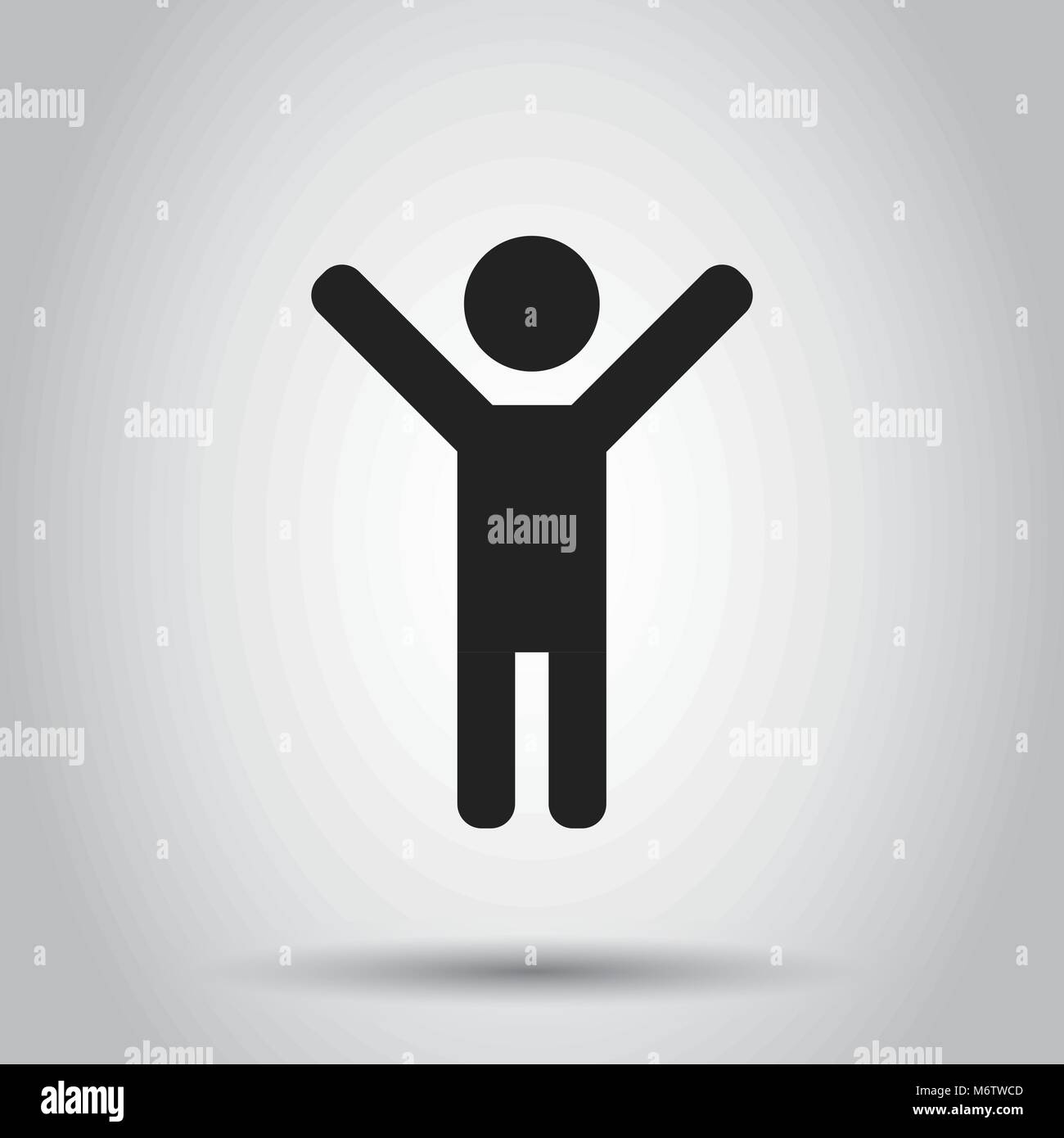 Happy man with hands up vector icon. People happy sign illustration ...