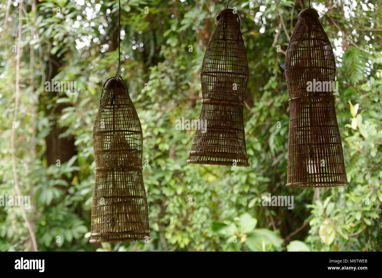 Wooden fish traps used as lights and decorations at the Sarawak ...