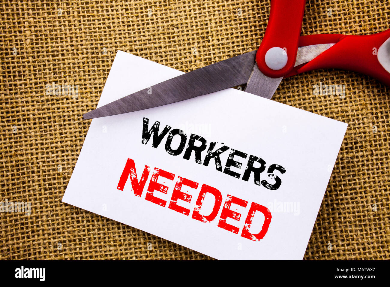 Handwriting text showing Workers Needed. Conceptual photo Search For ...