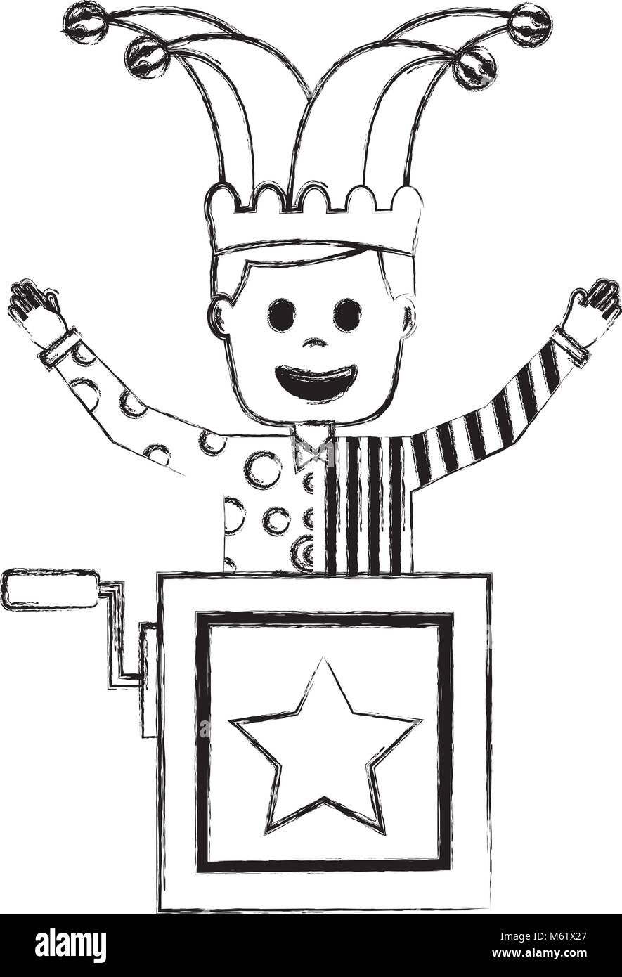 joker jumping jack in the box surprise fools day vector illustration ...