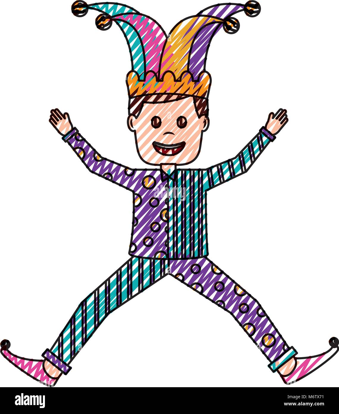 joker jumping surprise fools day character happy vector illustration ...