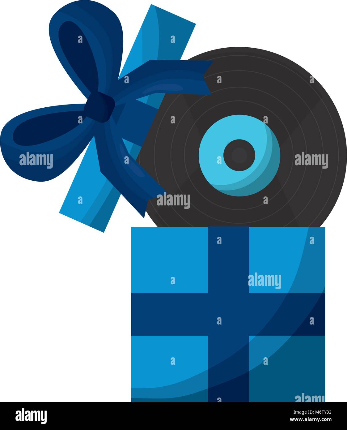 gift box with vinyl disk surprise vector illustration Stock Vector ...