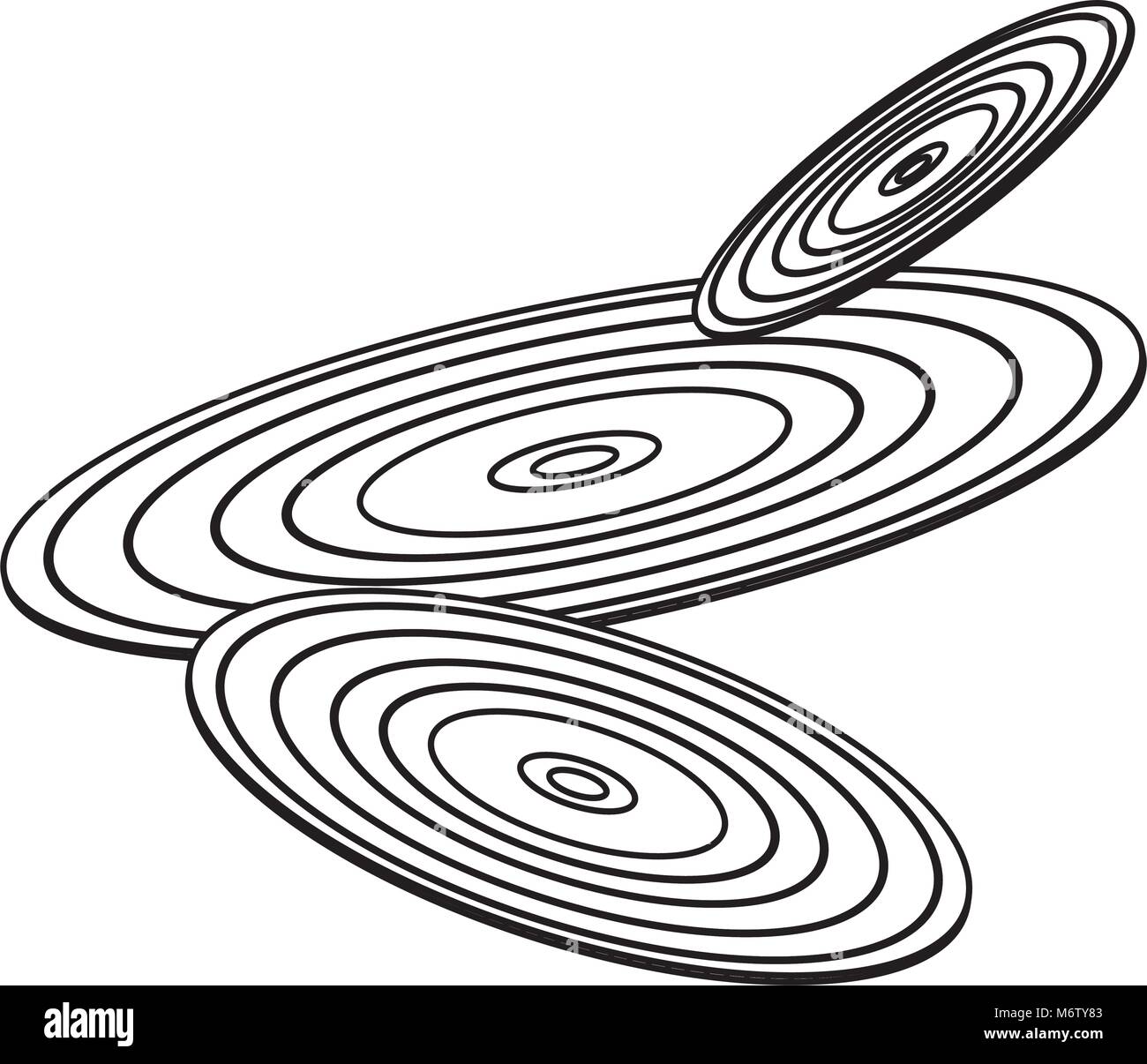 set of retro classic music vinyl discs vector illustration outline ...