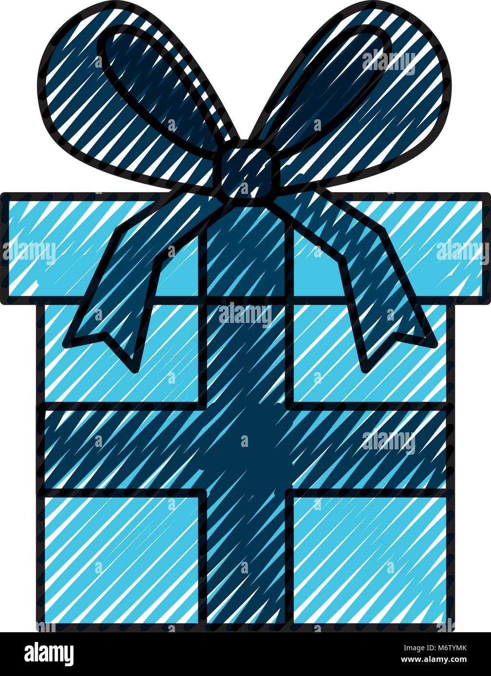 wrapped gift box bow ribbon vector illustration drawing color image ...