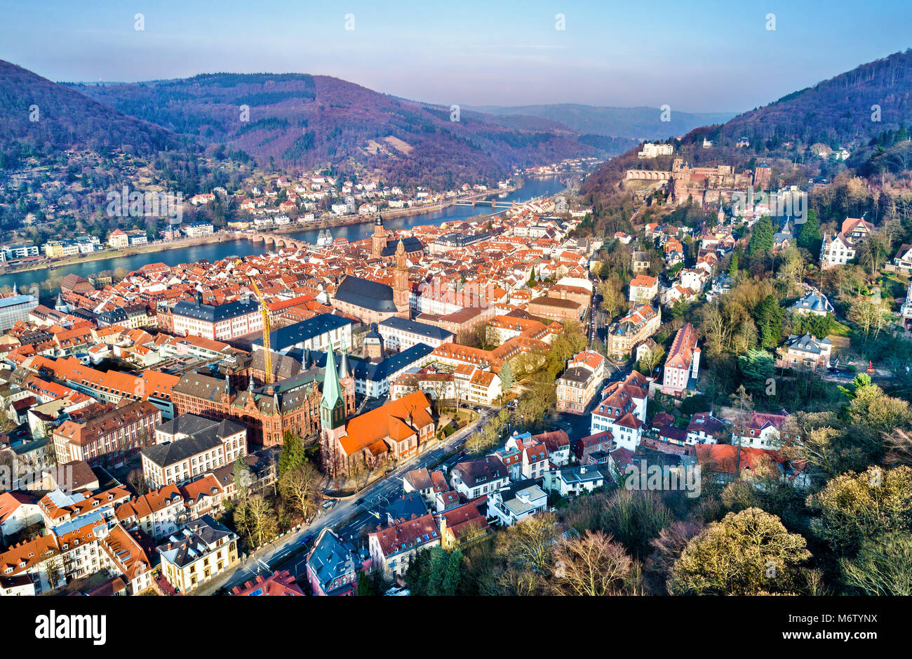 Aerial panorama of Heidelberg old town in Germany Stock Photo - Alamy