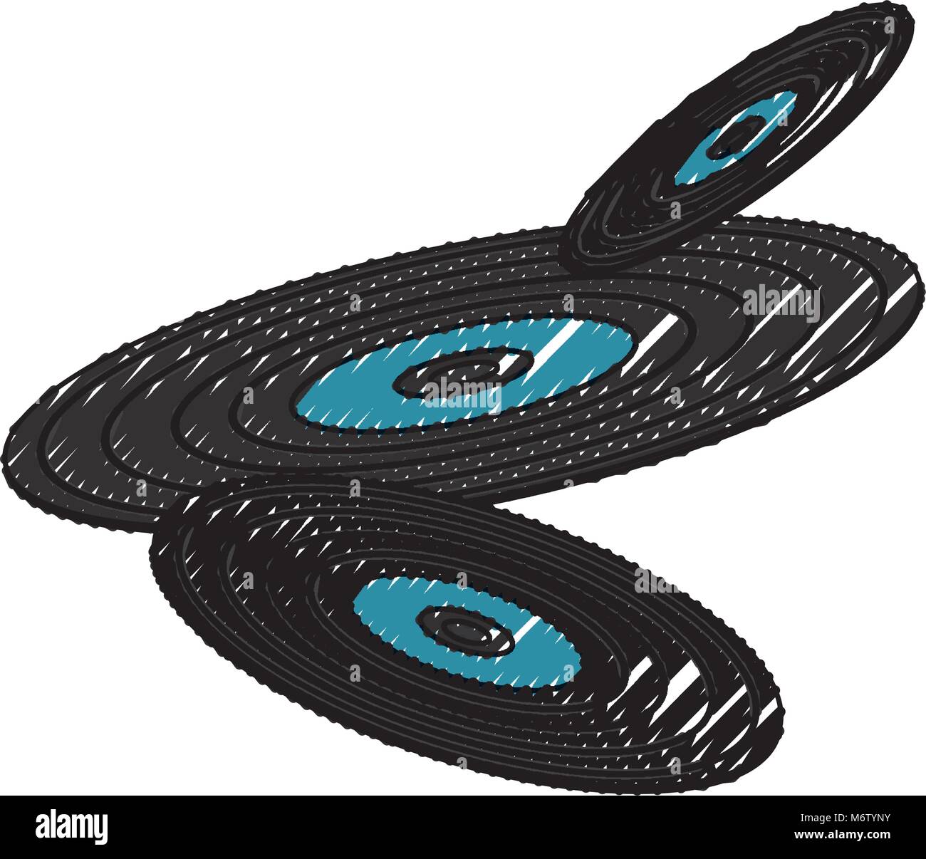 set of retro classic music vinyl discs vector illustration drawing ...