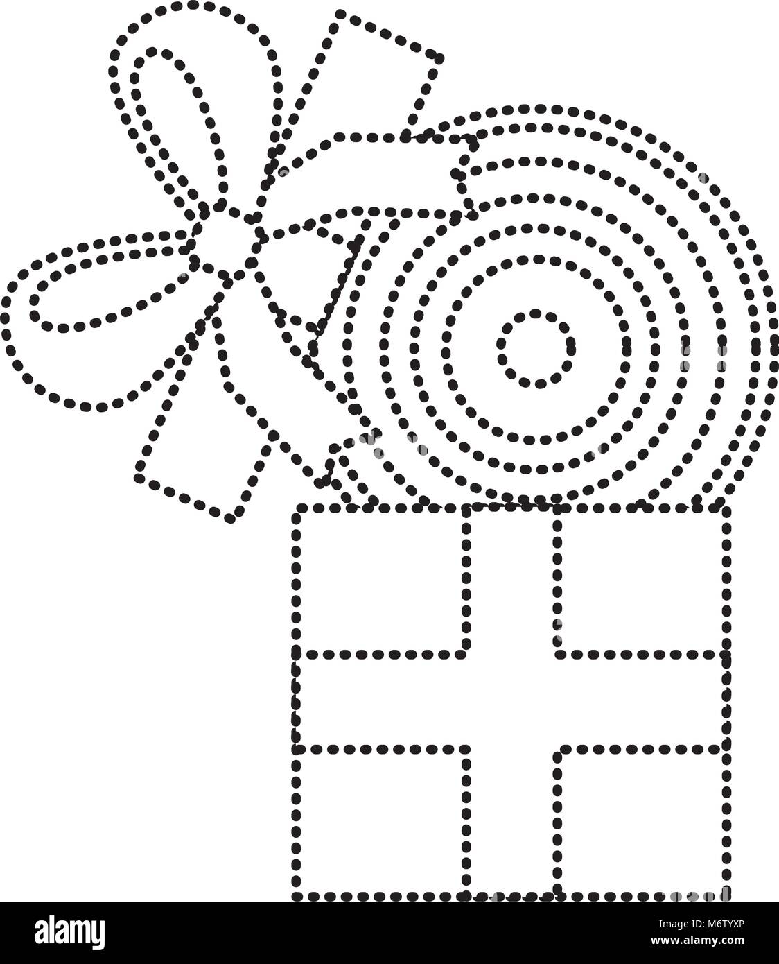 gift box with vinyl disc surprise vector illustration dotted line image ...