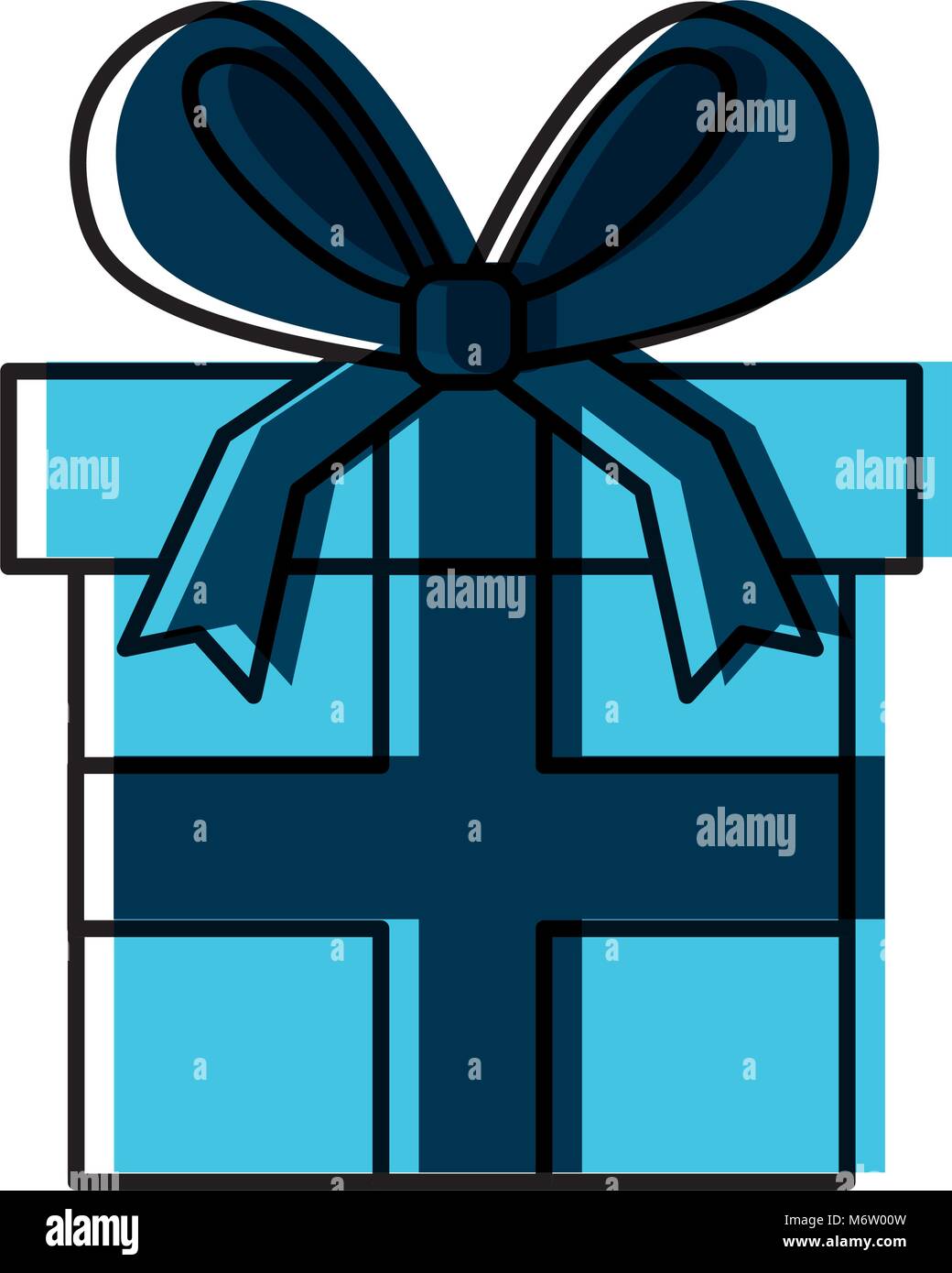 wrapped gift box bow ribbon vector illustration Stock Vector Image ...