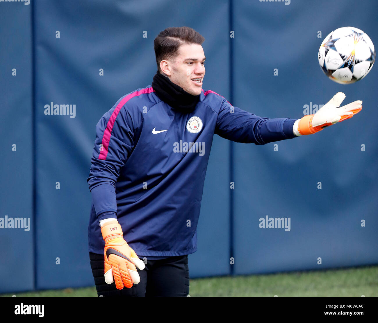 Manchester City goalkeeper Ederson during the training session at the ...