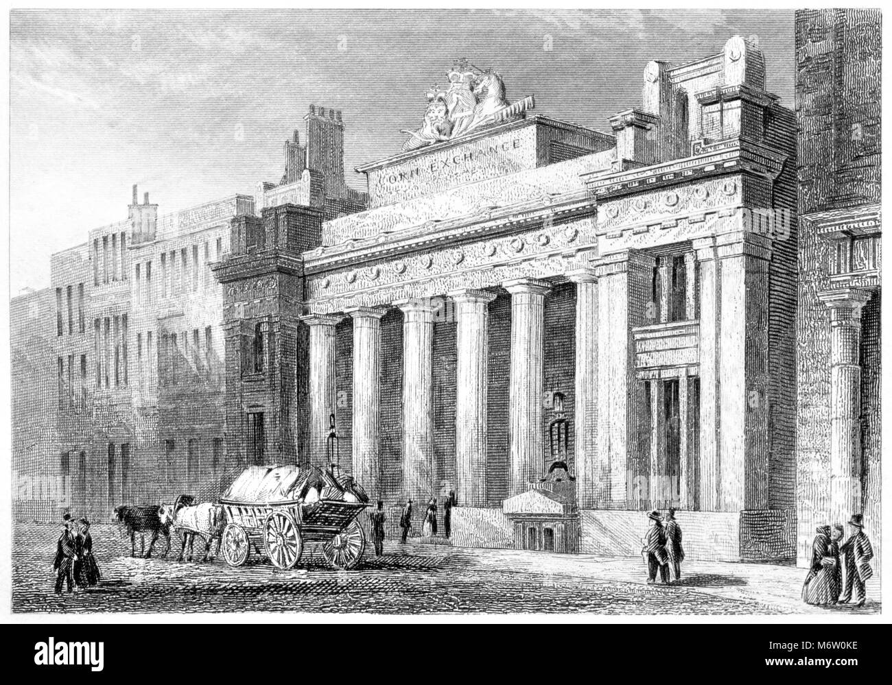 An engraving of The Corn Exchange, Mark Lane, London scanned at high ...