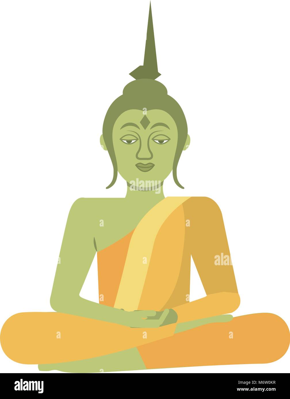 thai buddha sitting lotus flower religion statue vector illustration ...