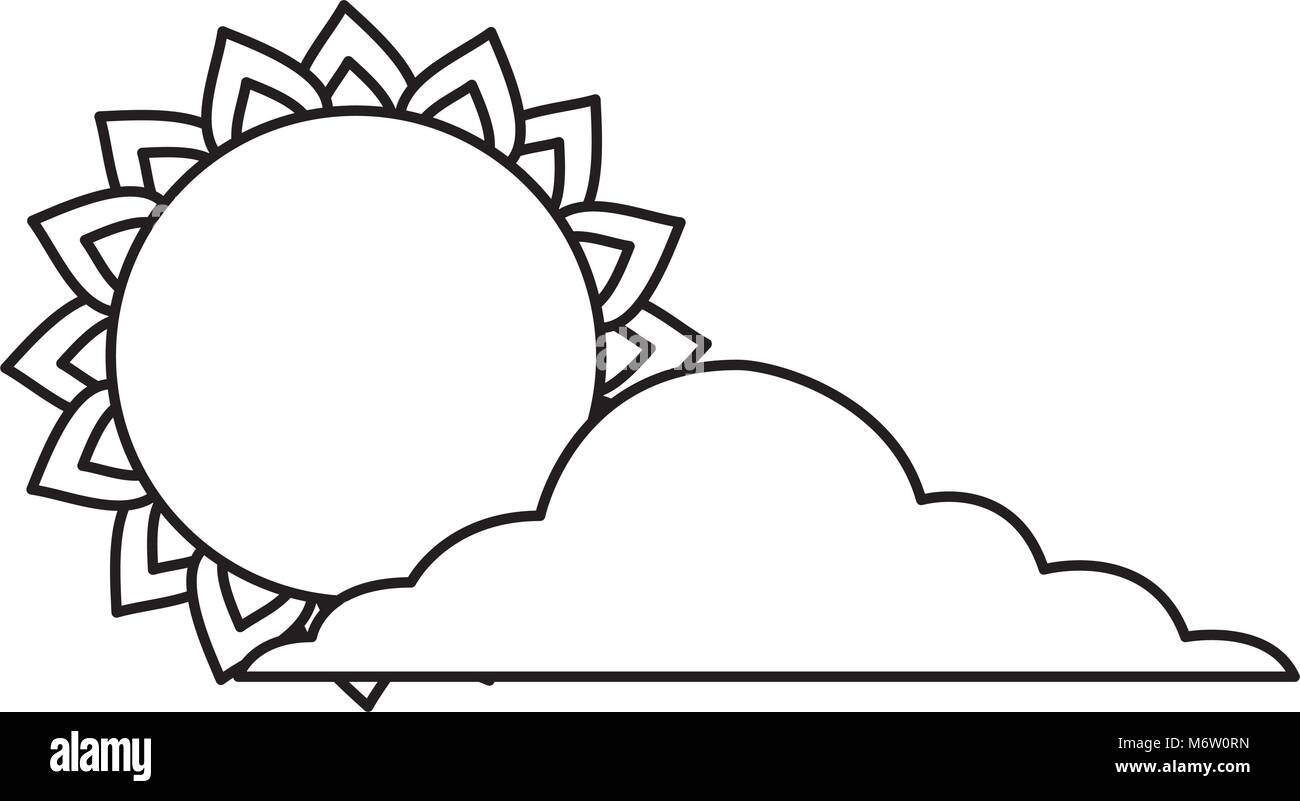 summer sun cloud weather day sky vector illustration outline image ...