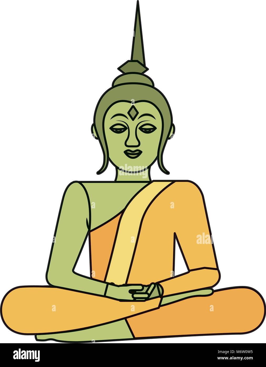 thai buddha sitting lotus flower religion statue vector illustration ...