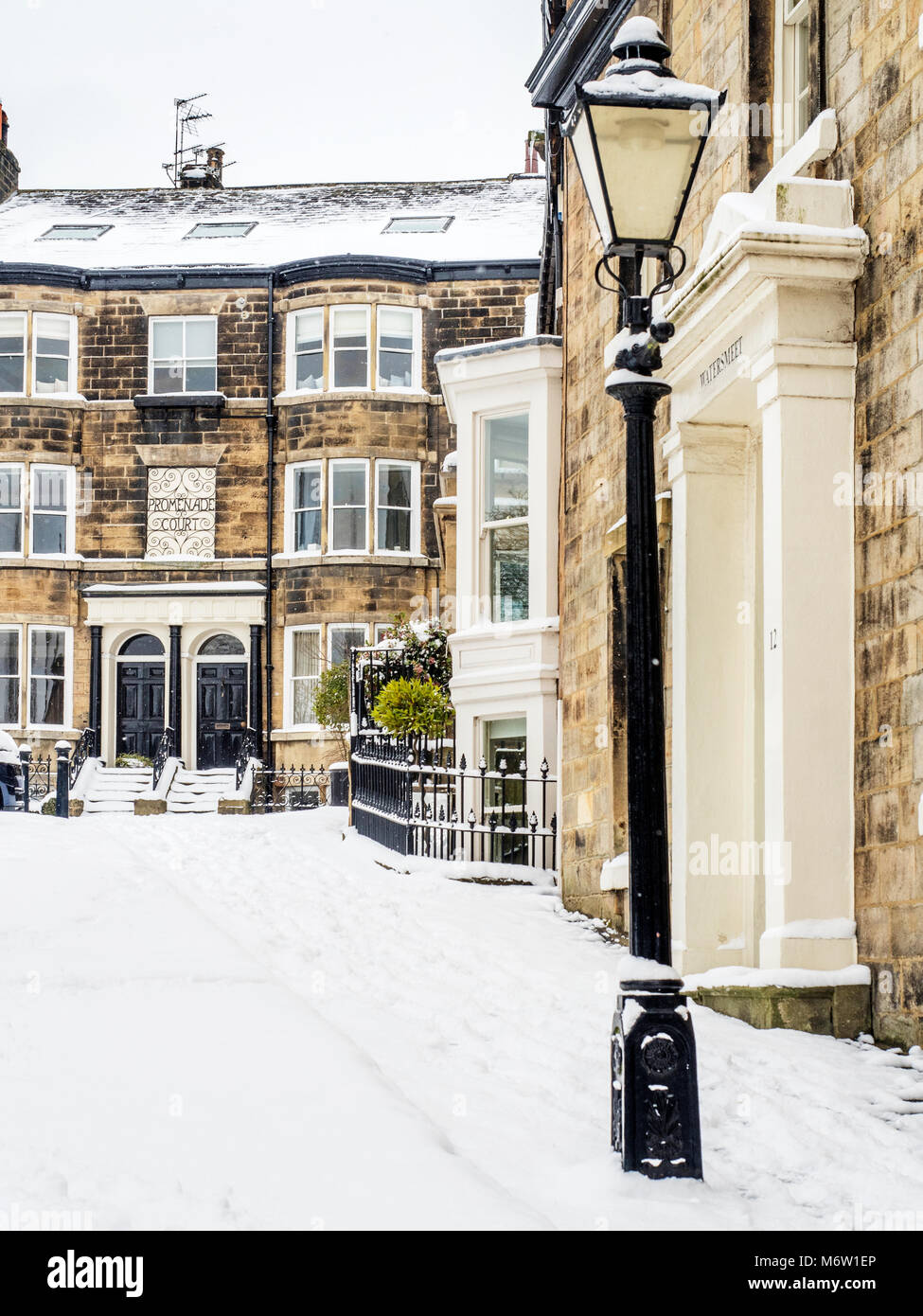 Snow covered Promenade Court in Winter at Harrogate North Yorkshire ...