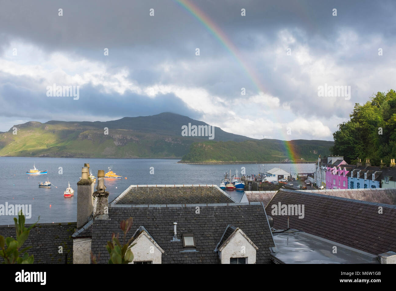 View from Quay Street, Portress looking out into Portree Harbour and ...