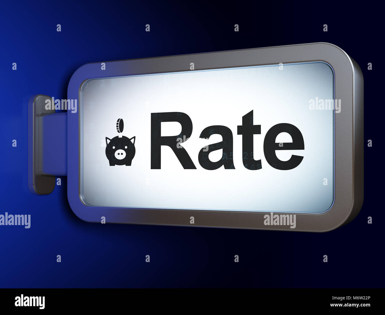 Banking concept: Rate and Money Box With Coin on billboard background ...