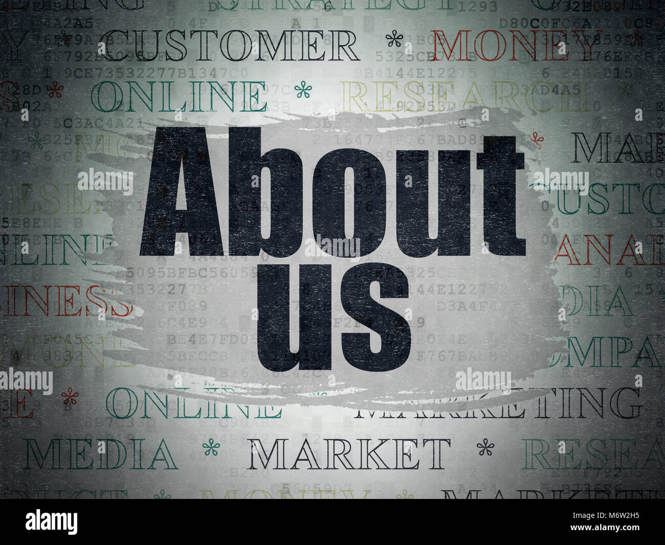 Advertising concept: About Us on Digital Data Paper background Stock ...