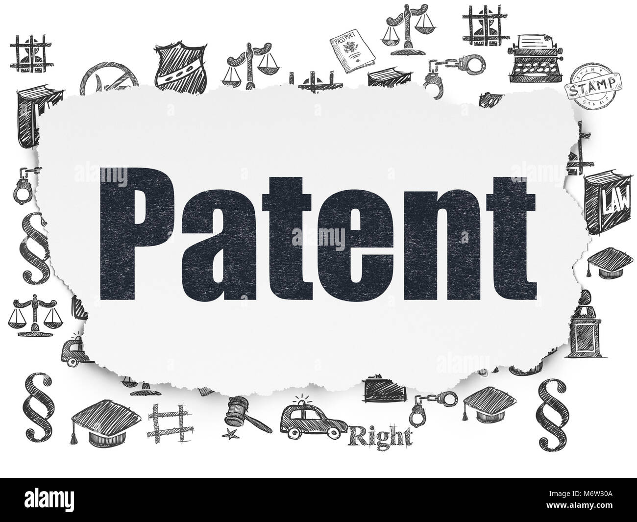 Law concept: Patent on Torn Paper background Stock Photo - Alamy