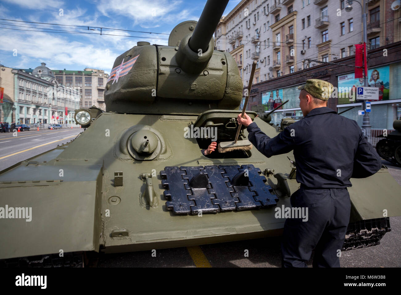 Tanks T-34-85 before start Victory Day military parade on Moscow's Red ...