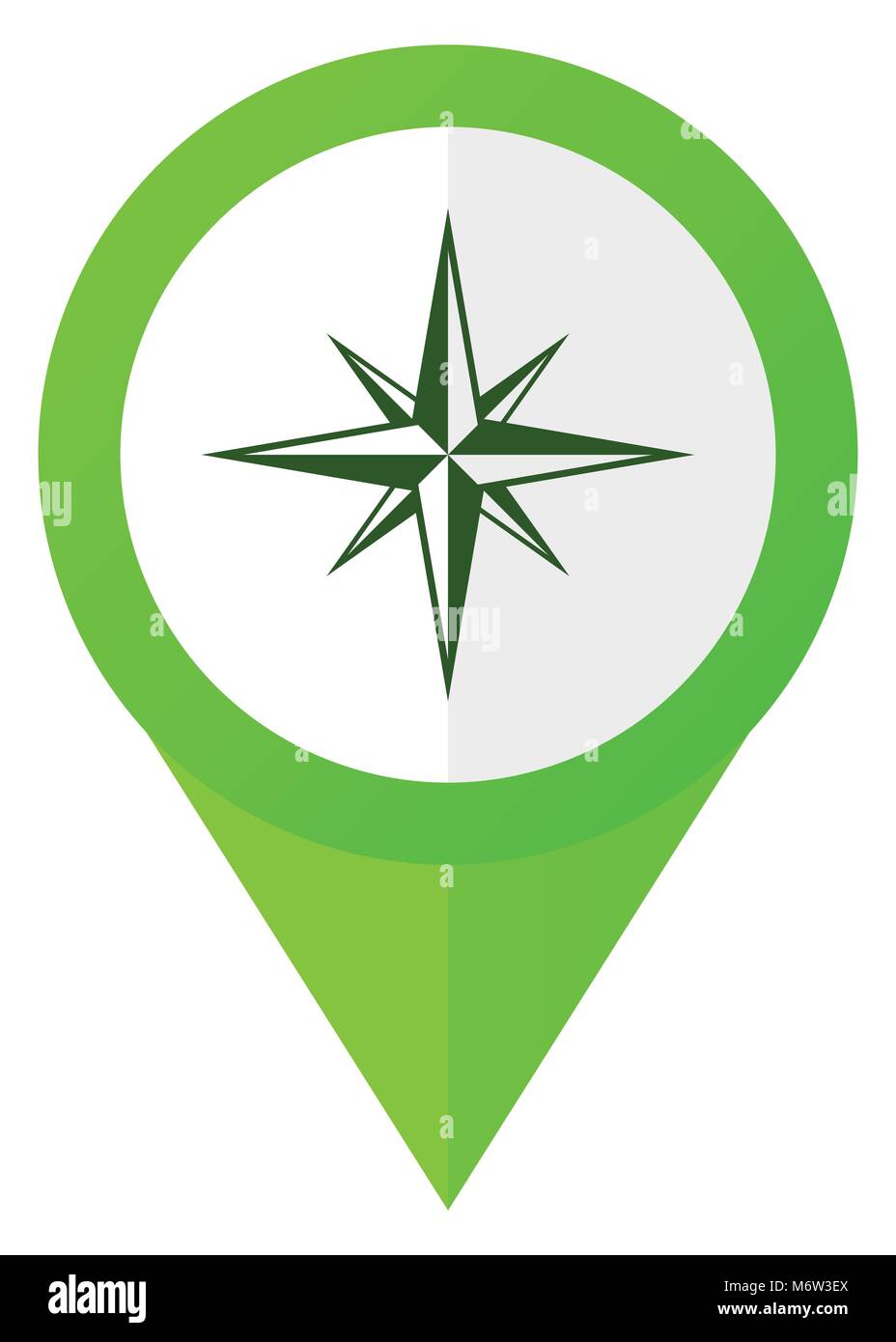 Compass green flat pointer vector icon. Modern design web button in eps ...