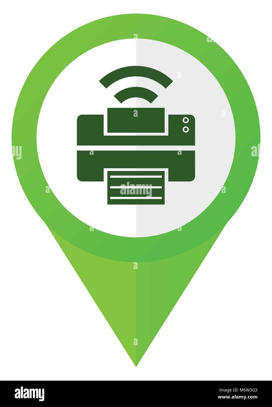 Printer green flat pointer vector icon. Modern design web button in eps ...