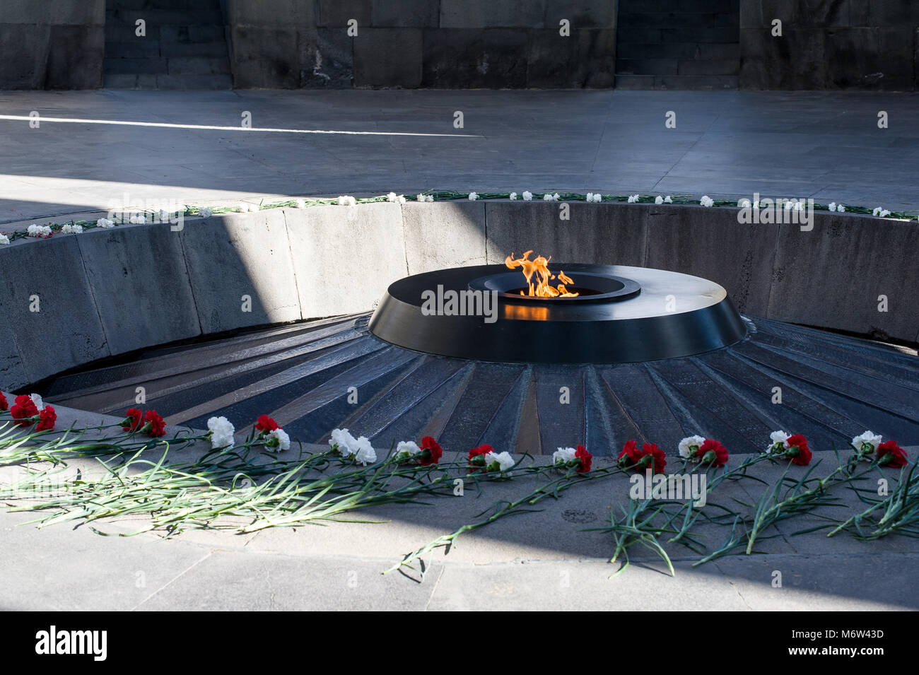 Eternal flame at the Tsitsernakaberd Armenian Genocide memorial complex ...