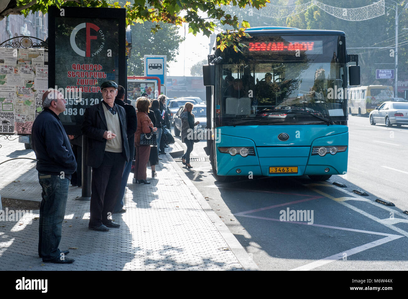 Public transportation bus in the center of Yerevan,Armenia Stock Photo ...