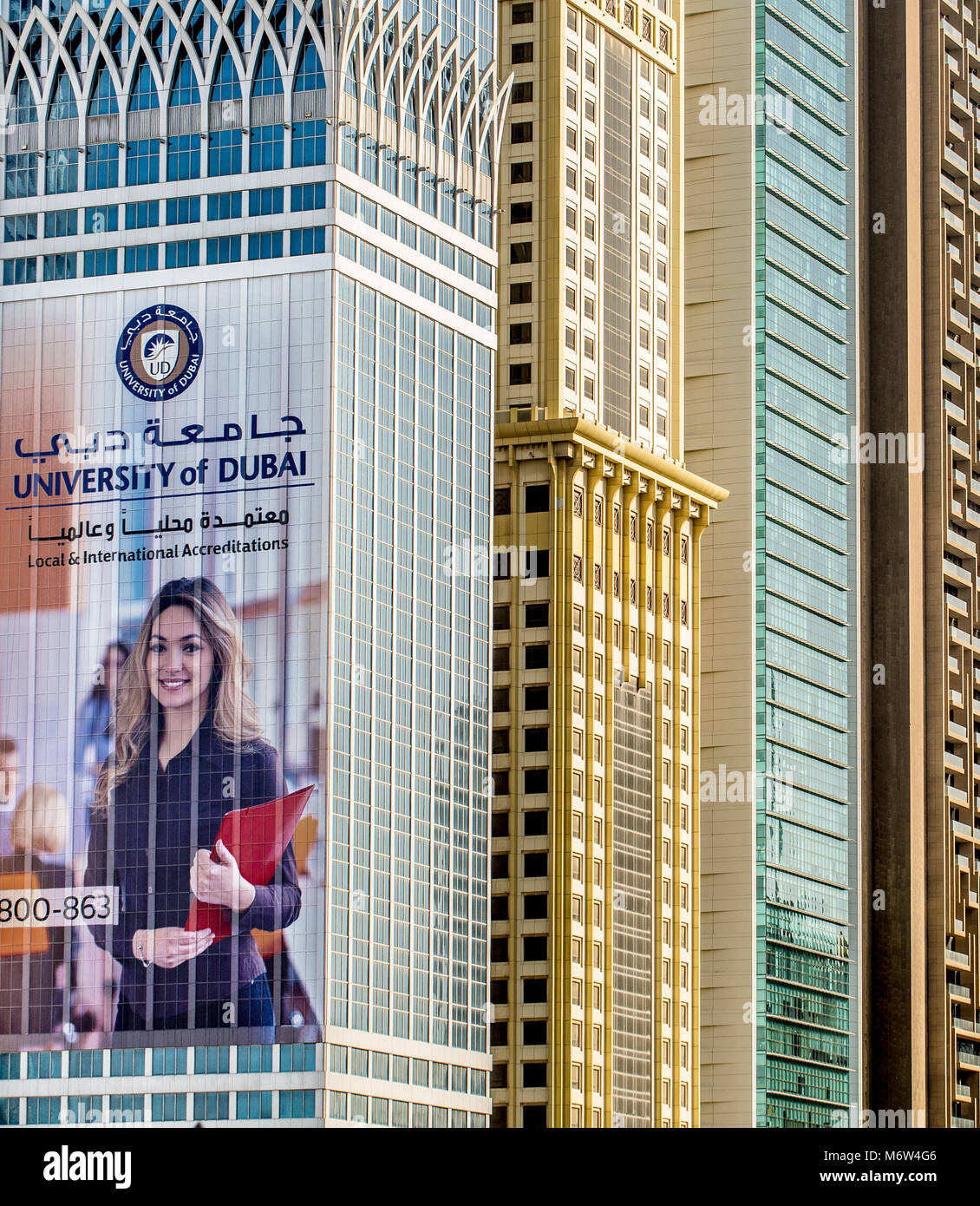A view of buildings along the Sheik Said Road in Dubai depicting ...
