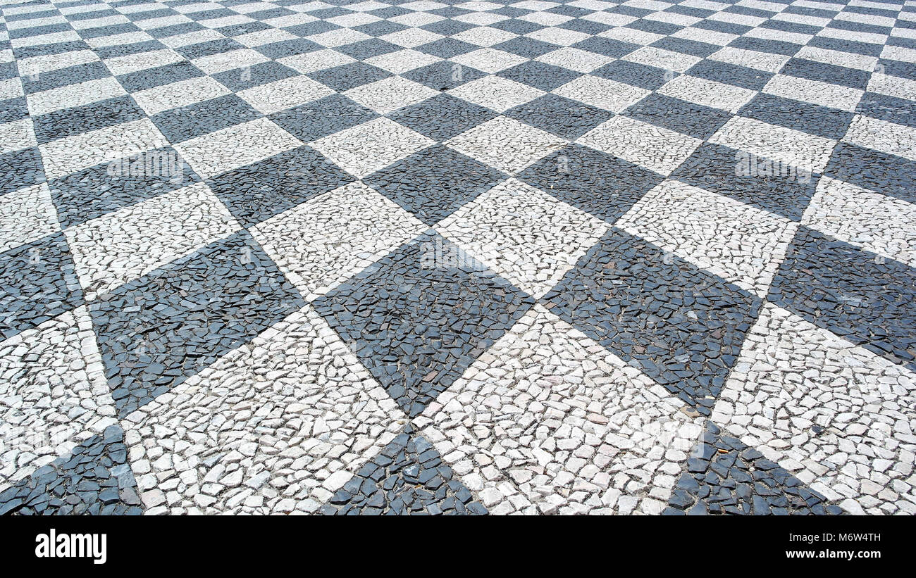 Detail of the typical portuguese pavement, the calçada portuguesa Stock ...