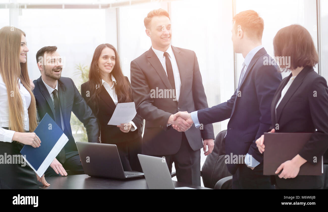 handshake business partners at a meeting in the office Stock Photo - Alamy