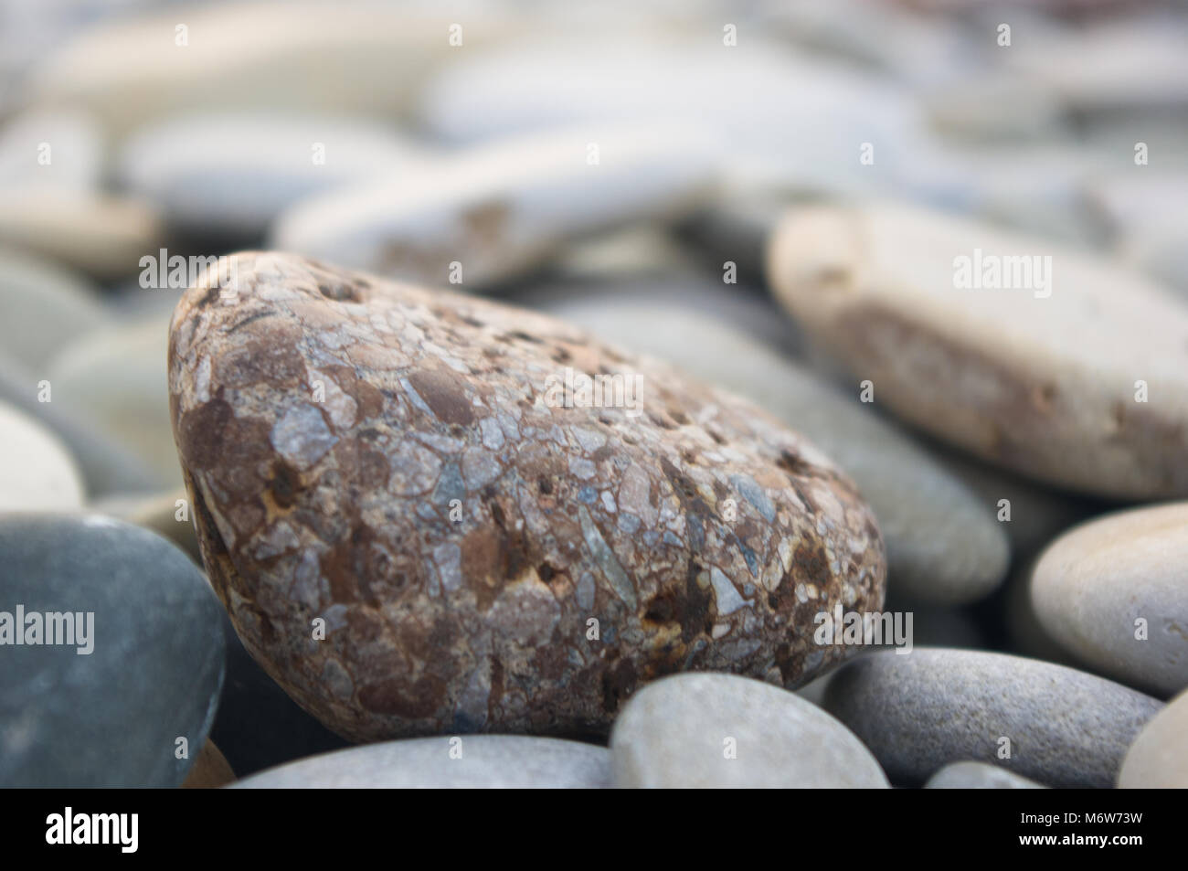 boulders and colorful pebbles on the beach on a warm summer day Stock ...