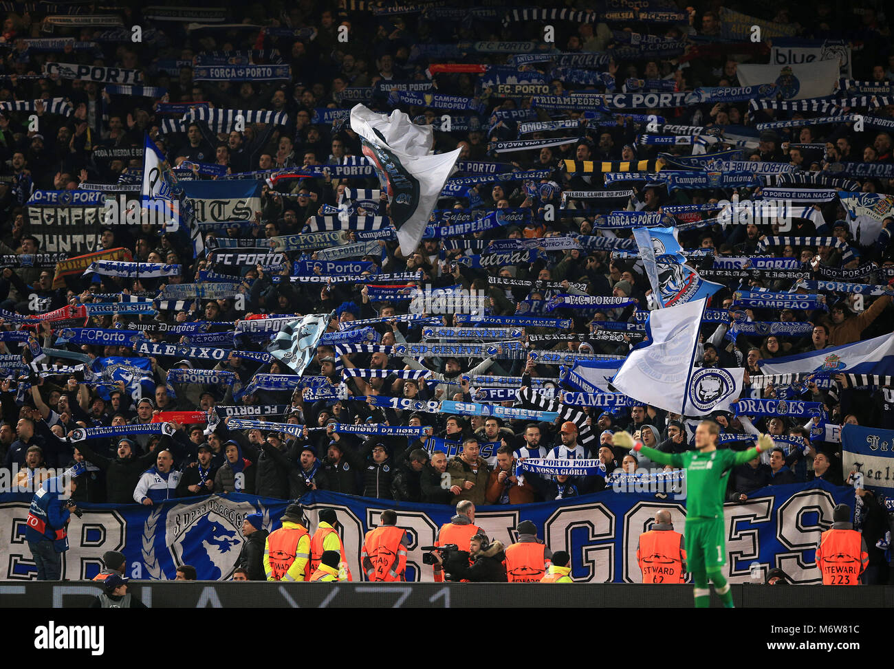 FC Porto fans show their support in the stands during the UEFA ...