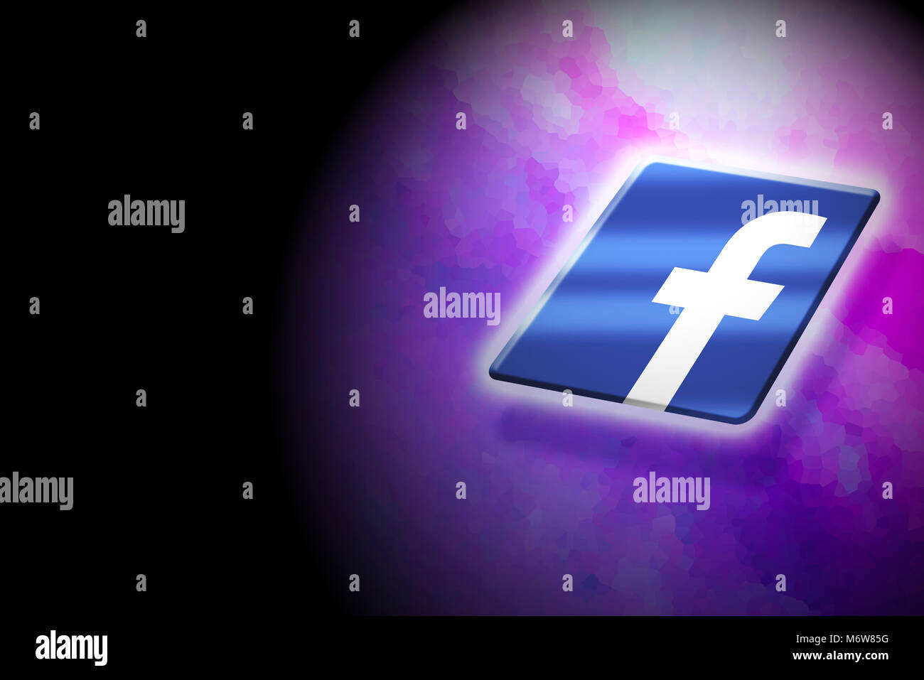 bright, colorful, floating Facebook icon on a vibrant digital ...